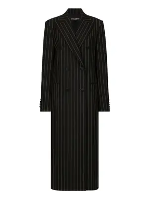 Dolce & Gabbana Pinstriped Double-breasted Coat - Black
