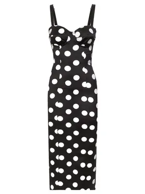 Dolce & Gabbana Polka Dot-print Satin Dress - Black