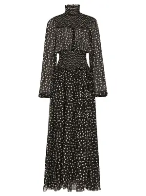 Dolce & Gabbana Polka Dot Silk Maxi Dress - Black