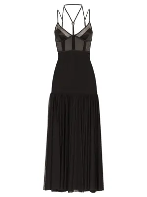 DOLCE & GABBANA Dolce & Gabbana DG-Plaque Tulle Midi Dress