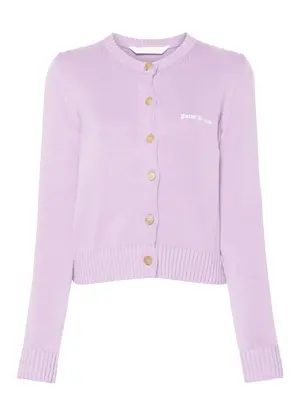 Palm Angels Logo-embroidered Cotton Cardigan - Purple