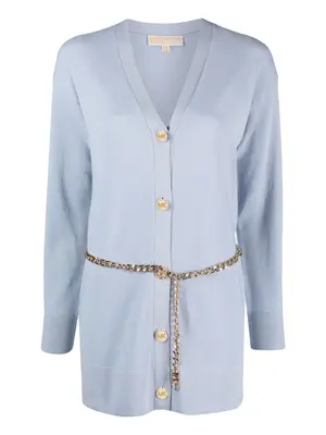 Michael Kors Chain-link Ribbed Cardigan - Blue