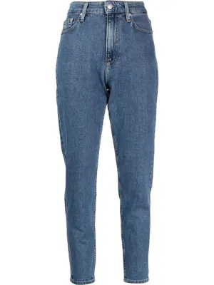 Calvin Klein Logo-embroidered Tapered-leg Jeans - Blue