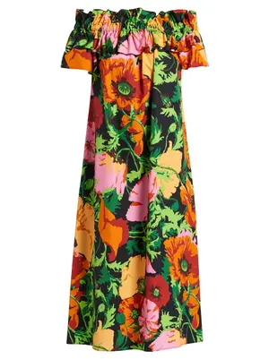 La DoubleJ Floral-print Cotton Dress - Orange