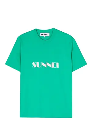 Sunnei Logo-print Organic Cotton T-shirt - Green