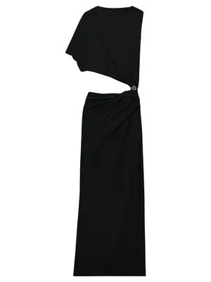 COURREGES Asymmetric Crepe Maxi Dress - Black