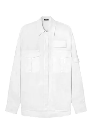 Versace Barocco-jacquard Cotton Cargo Shirt - White