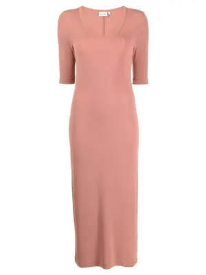 Calvin Klein Ribbed-knit Stretch-modal Dress - Pink