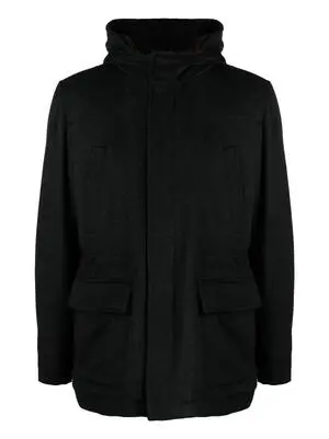 Corneliani Hooded Virgin Wool Jacket - Black