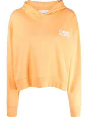 Calvin Klein Print Cotton Hoodie - Orange