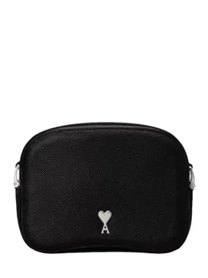 Ami De Coeur Leather Messenger Bag - Black