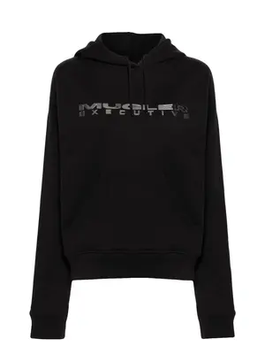 MUGLER Logo-lettering Jersey Hoodie - Black