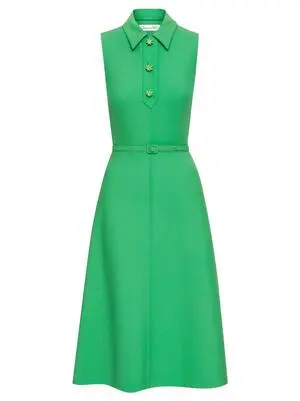 OSCAR DE LA RENTA Cactus Button-Detailed Belted Midi Dress