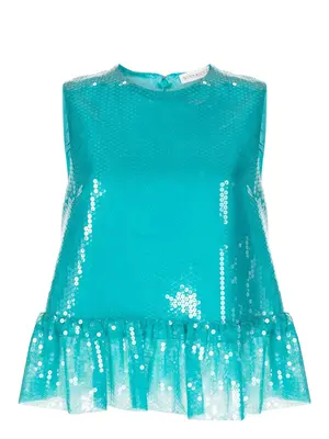 Nina Ricci Sequin-embellished Sleeveless Top - Blue