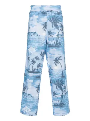 Palm Angels Island-print Trousers - Blue