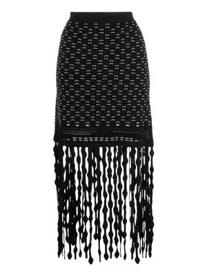 SIMKHAI Filippa Lattice Fringed Skirt