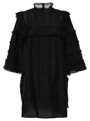 Isabel Marant Zakae Pintuck Silk Dress - Black