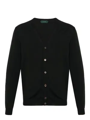 ZANONE Fine-knit V-neck Cardigan - Black
