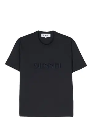 Sunnei Embroidered-logo Organic-cotton T-shirt - Blue