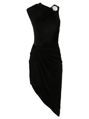 David Koma Satin Draped Midi Dress - Black