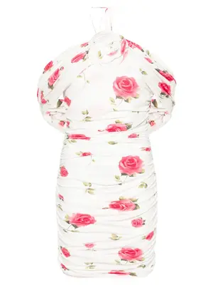 Magda Butrym Rose-print Minidress - White