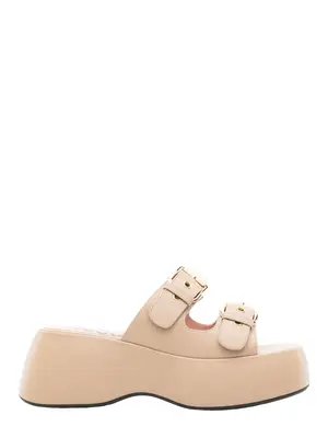 Moschino 75mm Dolly Leather Sandals - Neutrals