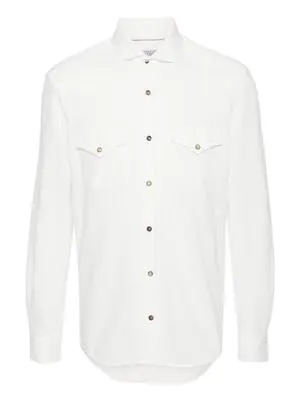 Brunello Cucinelli Piqué Cotton Shirt - White