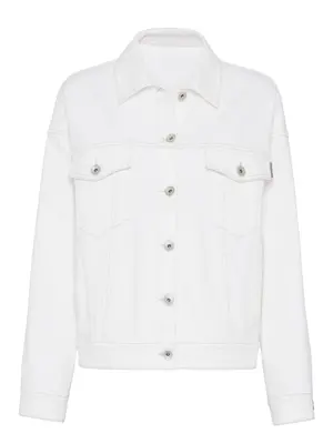 Brunello Cucinelli Brunello Cucinelli Monili-Embellished Denim Jacket White