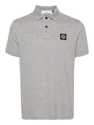 Stone Island Compass-patch Piqué Polo Shirt - Grey