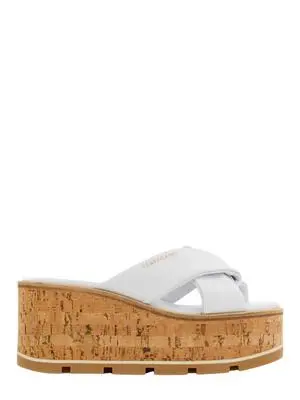 SALVATORE FERRAGAMO Ferragamo 60mm Logo-Print Wedge Sandals