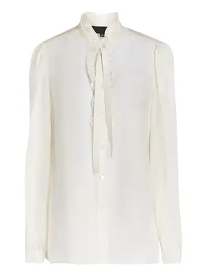 NILI LOTAN Pussy-bow Silk-chiffon Shirt - Ivory