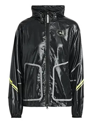 Adidas By Stella McCartney Logo-print Coated Shell Hooded Track Jacket - Black