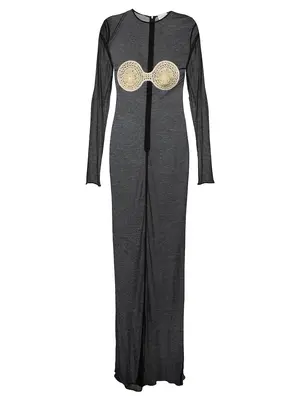 Magda Butrym Crochet-trimmed Jersey Maxi Dress - Black