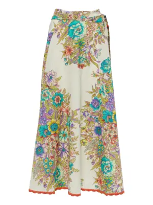 ETRO Etro Floral Cotton And Silk Midi Skirt