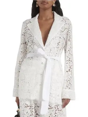 Dolce & Gabbana Bow Detail Lace Jacket - White