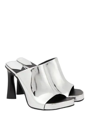 Stella McCartney Elsa Mirrored Faux Leather Sandals - Silver