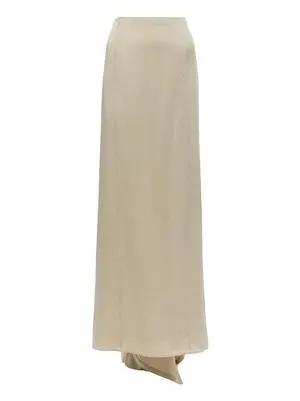 Brunello Cucinelli Satin Maxi Skirt - Beige