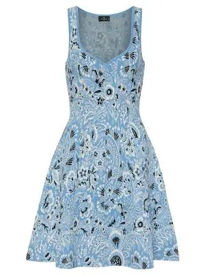Etro Paisley Knitted Jacquard Minidress - Blue
