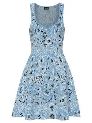 Etro Paisley Knitted Jacquard Minidress - Blue