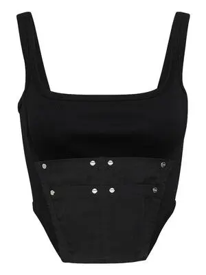 DION LEE Workwear Cotton Corset Top - Black