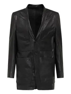 Rick Owens Lido Single-breasted Leather Blazer - Black