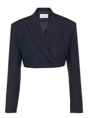 Valentino Garavani Crêpe Couture Cropped Blazer - Blue