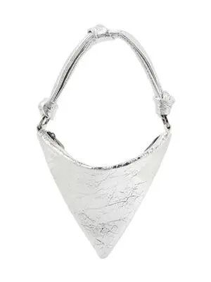 Amina Muaddi Cameron Mini Leather Shoulder Bag - Silver