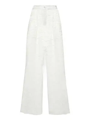 Dolce & Gabbana High Rise Lace Wide Leg Pants - White