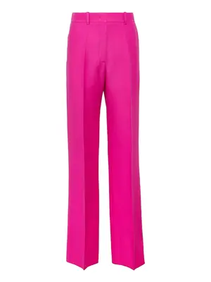 Valentino Garavani Crêpe Couture Wool Wide-leg Pants - Pink