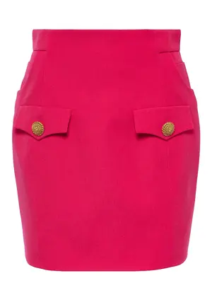 Balmain Virgin Wool Miniskirt - Pink