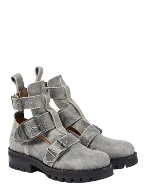 VIVIENNE WESTWOOD Cut-out Leather Ankle Boots - Grey
