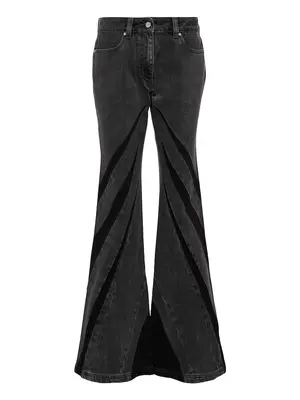 DION LEE Darted Mid-rise Flared Jeans - Black