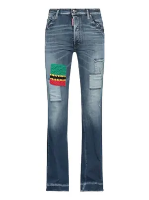 Dsquared2 Straight Leg Jeans With Appliqués - Blue