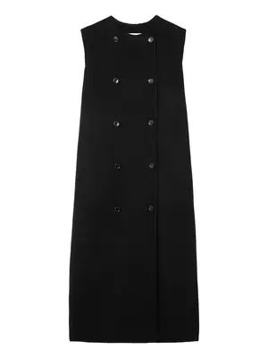 Max Mara Plava Double-breasted Wool And Cashmere-blend Vest - Black